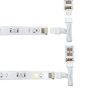 Litcessory Flexible Corner Connector/Extension Cable for Philips Hue Lightstrip Plus (2in, 4 Pack, White - Micro 6-PIN V4)