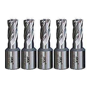 LYXC M2AL HSS Annular Cutter Set 50pcs 3/4'' Weldon Shank 1'' Cutting Depth 1/2" Cutting Diameter for Mag Drill Press