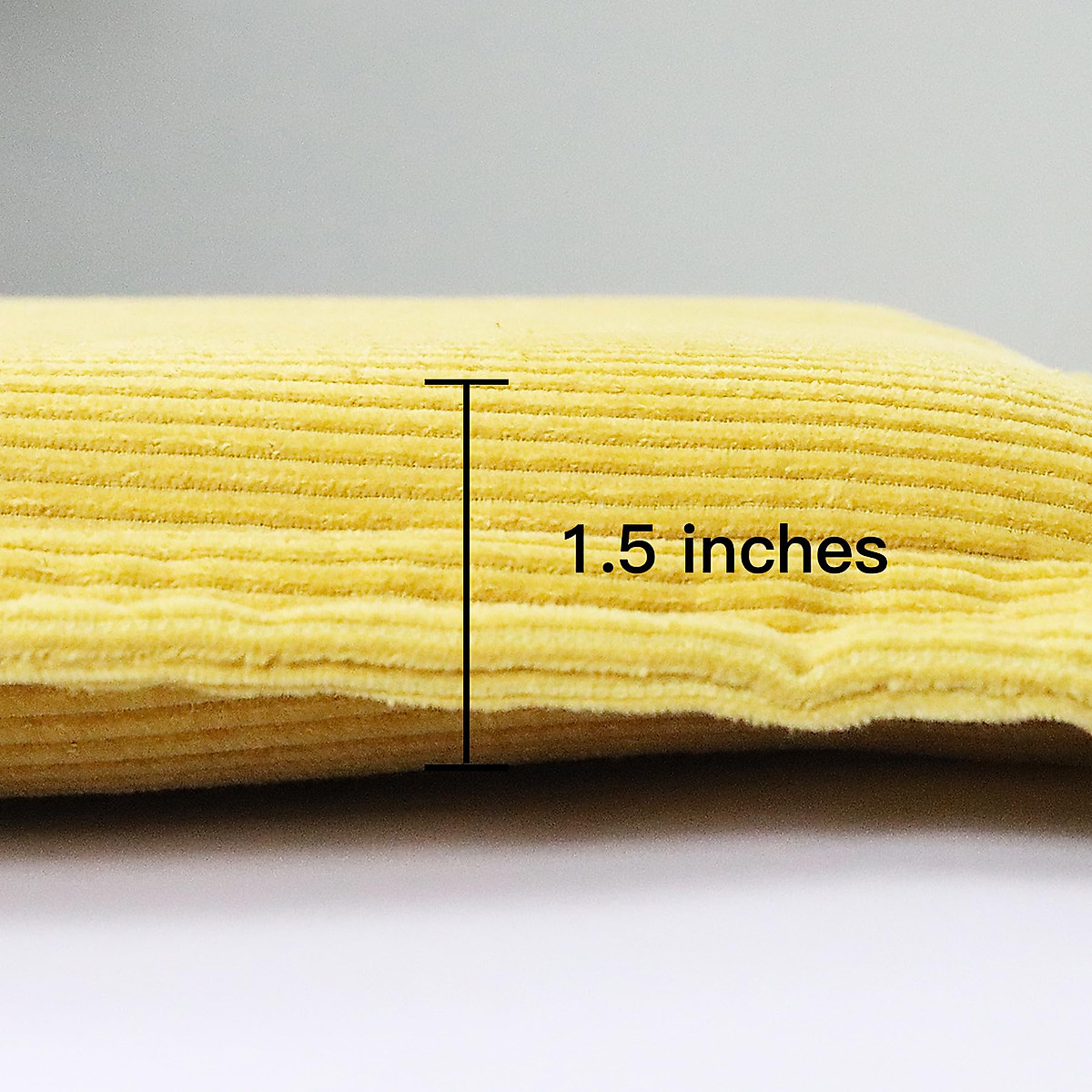 Lemfux Yellow Square Chair Cushion, 18x18x1.5 - Memory Foam Seat Cushion with Soft Cotton Corduroy Cover | Thick, Durable & Modern Design for Office, Kitchen, Dining Room, Indoor & Outdoor Use, 1PC