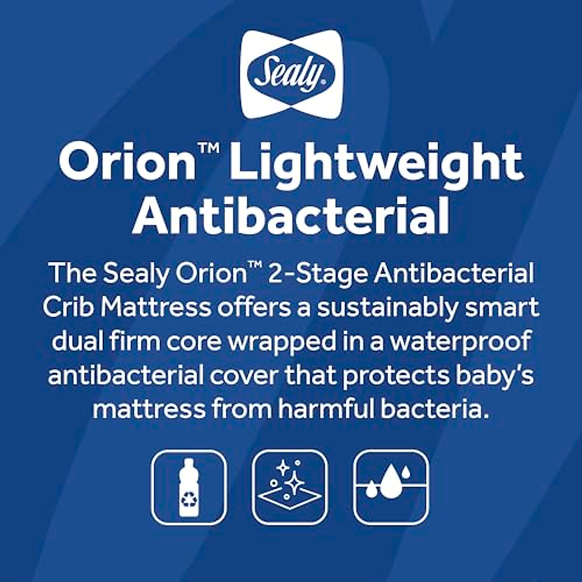 Sealy Crib Mattress & Toddler Bed Mattress| Orion 2-Stage Sustainable Antibacterial Baby Mattress, Lightweight, GREENGUARD Air Quality Certified - Made in USA, 52"x28"