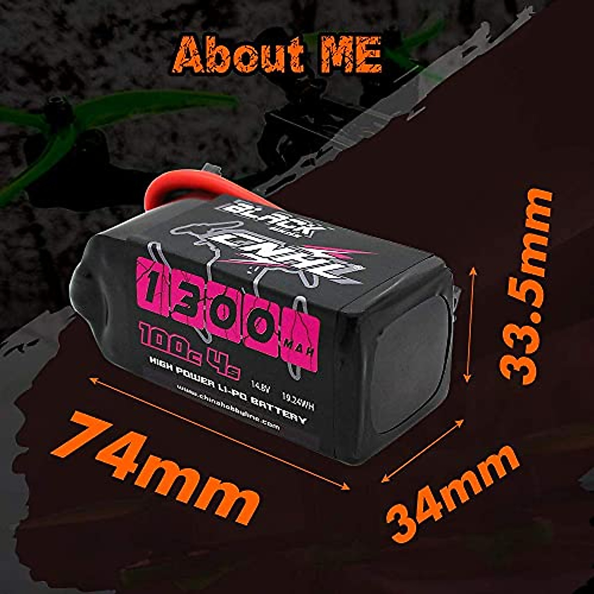 CNHL 1300mAh 4S Lipo Battery 14.8V 100C (Burst 200C) with XT60 for FPV Racing Helicopter Airplane UAV Racing Drone Battery RC Quadcopter(2 Packs)