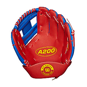 Wilson 2024 A200™ EZ Catch™ Royal 10” T-Ball Glove - Left Hand Throw, Royal/Red/Yellow