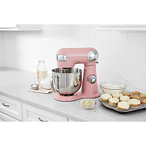 Cuisinart SM-50CO Precision Master 5.5-Quart 12-Speed Stand Mixer with Mixing Bowl, Chef's Whisk, Flat Mixing Paddle, Dough Hook, and Splash Guard with Pour Spout, Blushing Coral, Manual
