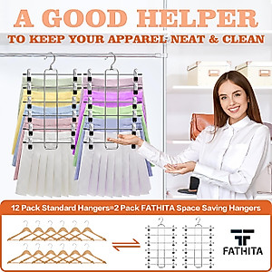 2 Pack Closet-Organizers-and-Storage,6 Tier Mens-Shorts Pants-Hangers-Space-Saving,Skirt-Hangers with Clips for Closet Organizer,College-Dorm-Room-Essentials,Closet Storage Jean Yoga Legging Hanger