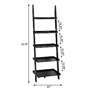 Convenience Concepts American Heritage 5 shelves Bookshelf Ladder, Black