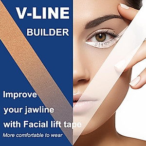 Akissos Facial Myofascial Lift Tape Face Lift Tape Face Toning Belts Anti Wrinkle Patches Anti Freeze Stickers Neck Lift Tape Unisex For Firming and Tightening Skin 2.5cm*5m