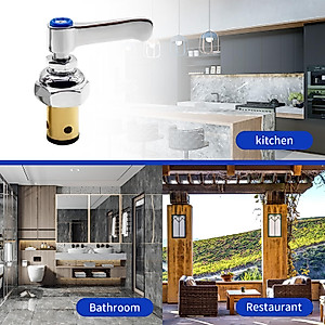 Handle Stem Assembly Fits for T&S Brass Faucets Blue Cold and Red Hot Side Spindle Assembly Valve Replacement Part Replace 002714-40 002713-40 Spindle Assembly for Eterna Valve Replacement