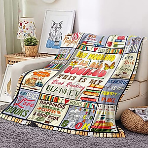 MULY Book Lover Gift Blanket, Book Club Bookworm Gift, Literary Gift Ideas Throw Blanket, Librarian Gift Throw Blanket for Book Lovers, Warm and Cozy Flannel Blanket 50x60 Inch
