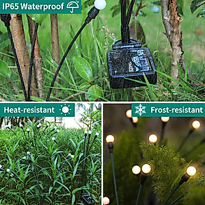 DURPAR Solar Garden Lights, New Upgraded Solar Firefly Lights Outdoor Waterproof, Solar Outdoor Lights, Solar Garden Decorative Lights Yard Patio Pathway Decoration, Warm White (4 Pack)