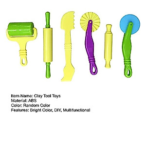 Worparsen Clay Tool Toys Clay and Dough Tools Play Dough Tools Set ​for Kids，Assorted Colors，Various Shape Play Dough Rollers & Cutters Clay Tool Toys Arts and Crafts for Kids Ages 3 & Up 6pcs