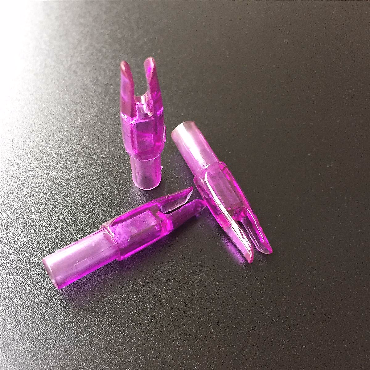 Letszhu Hunting Archery Arrows Nocks 6.20mm/.244” Insert Diameter Tail for Compound Recurve Bow (50 Pack) (Transparent Purple)