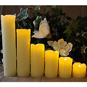 LED Lytes Timer Candles Set of 6, 2" Wide, 2"- 9" Tall, Dripping Wax Affect and Amber Flame, LED Christmas Candles Flickering, Wax Candles for Holiday Home Decor and Wedding Decor Sets