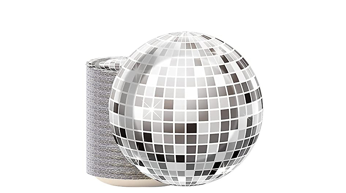 24 Pieces 70s Disco Party Paper Plates for 70’s Party Supplies Silver ...
