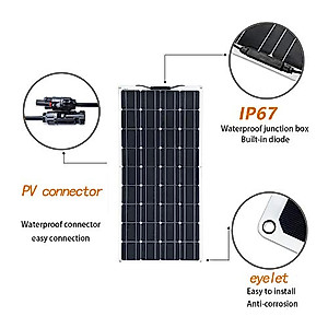 XINPUGUANG Flexible Solar Panel 100w 12V Monocrystalline Solar Charger Off Grid for 12V Battery RV Trailer Van Caravan Boat Home (100W)