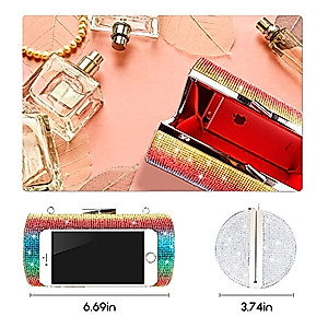 GripIt Rainbow Rhinestone Evening Handbags Ladies Colorful Clutch Bag Purses for Women with Golden Chain for Party Prom