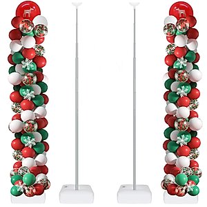 SoftTime Balloon Column Stand Kit for Floor,Set of 2, Adjustable and Reusable Balloon Tower Stands Kit with Heavy Base, Metal Balloon Display for Birthday, Wedding, Baby Shower,Party Decorations
