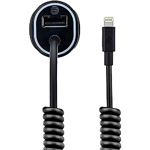 AT&T 4903G 3.4 Amp MFI Lightning Rapid Car Charger with Smart LED Charge Indicator for iPhone 8/7/X/SE/6s/6 Plus/6s Plus/7 Plus/8 Plus - Retail Packaging - Black