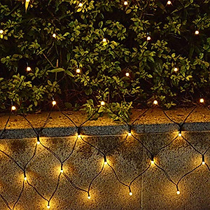 Solar Christmas Mesh Lights w/ Remote Timer, 10ft x 4.9ft 180 LED Waterproof Net String Lights for Outdoor Trees, Patio Bushes, Wedding Party, Front Back Yard, Porch, Balcony Decorations (Warm White)