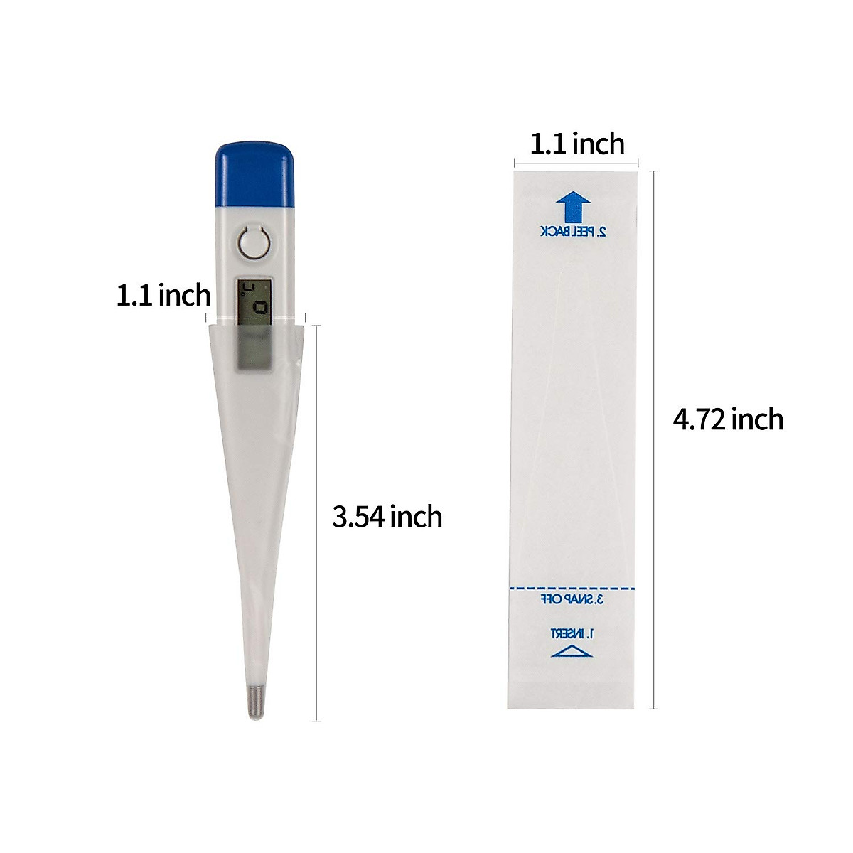 100 Pack Digital Thermometer Probe Covers - 4.74 x 1.10 Inches - Universal Covers for Oral,Armpit,Rectum Electronic Thermometer - Disposable, Sterile & Sanitary