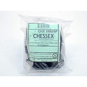 Slotted Hex Base Grey 25mm (1 inch) Pack of 50 for Miniatures Chessex