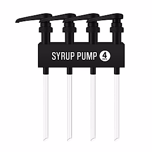 Black Coffee Syrup Pump (Fits Torani, DaVinci, Starbucks, Top Creamery, Allegro Syrups) Great for adding syrup to Coffee,Tea, Soda, and cocktails, - Fits 25.4 oz/750ml bottles - Pack of 4