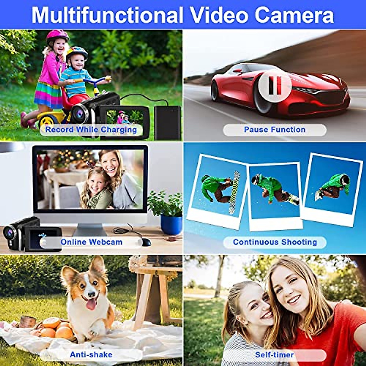 Vmotal Video Camera for Kids Camcorder 1080P 24 MP Digital Camera Recorder 2.8 Inch 270 Degree Rotation Screen Vlogging Camera YouTube TikTok Camcorder for Kids Teens Student Beginners Sensiors