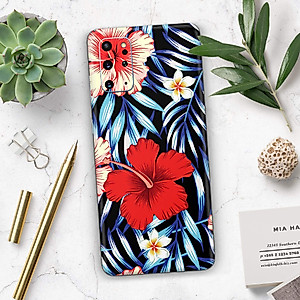DesignSkinz Vivid Tropical Red Floral v1 Protective Vinyl Decal Wrap Skin Cover Compatible with The Samsung Galaxy S20 (Screen Trim & Back Glass Skin)