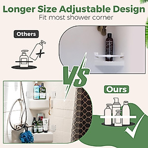 ENONCI RV Accessories for Inside Clear, Camper Must Haves, Shower Corner Storage Bar with 2 Razor Hanger, Adjustable Acrylic for Corner Shelves Length 8-14 inches Applicable for Most RV Camper