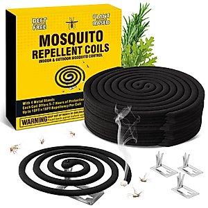 Bugbai Mosquito Repellent Outdoor Patio, 20 Pack Natural Plant-Based Mosquito Coils Pet Safe Mosquito Repellent, Deet Free Mosquito Coils Outdoor Insect Bug Repellent For Backyard Camping With 4 Stand