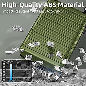 BEOW Luggage Sets 4-Piece (16/20/24/28)" Expandable Suitcases with Wheels PC+ABS Durable Hardside Luggage Clearance OliveGreen