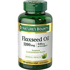 Nature's Bounty Flaxseed and Omega 3, Dietary Supplement, Supports Cardiovascular Health, 1200mg, Softgels, 125 ct