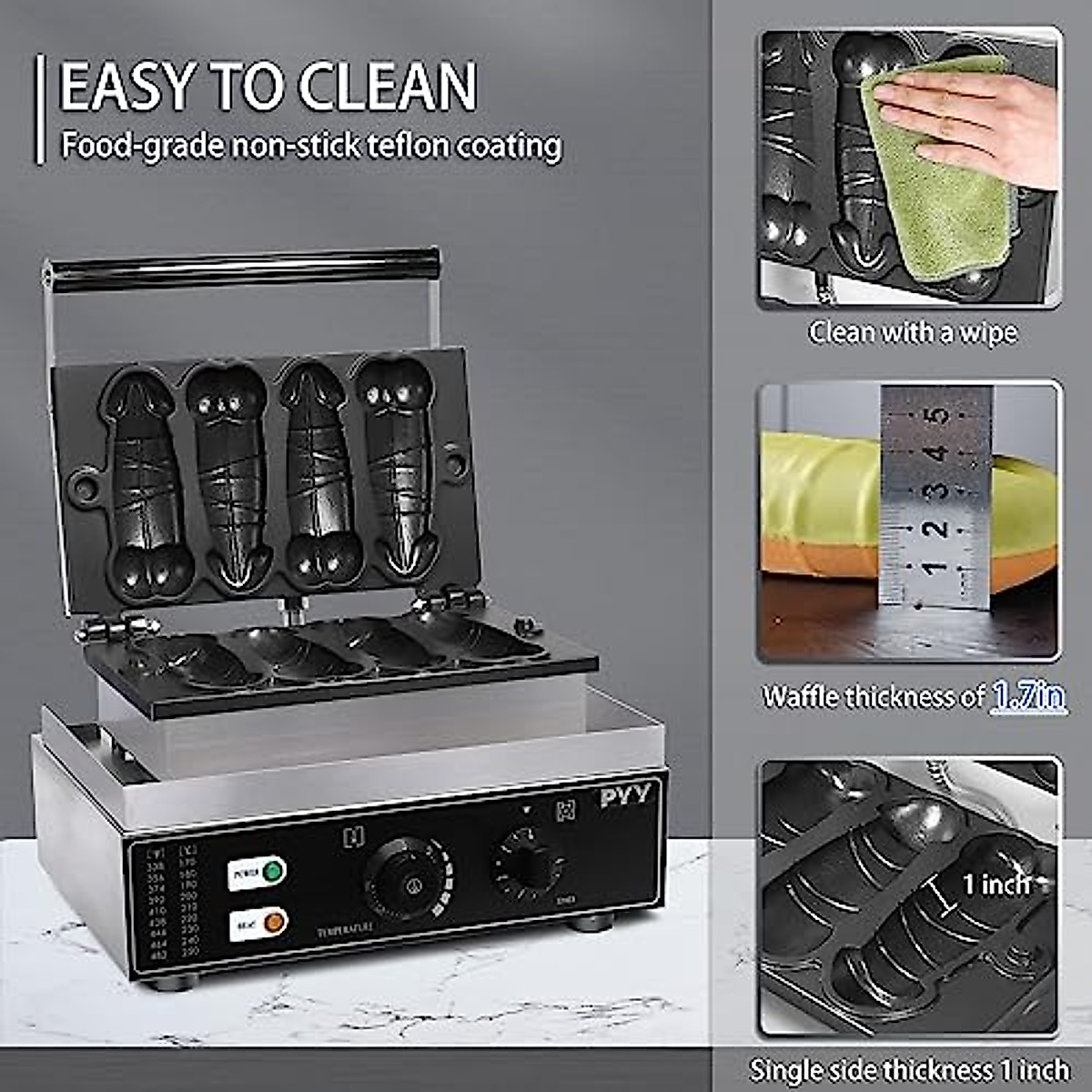 PYY Strange Shape Waffle Iron Commercial Waffle Ovens Non-stick Electric Chaffle Maker for Bachelorette Party Favor