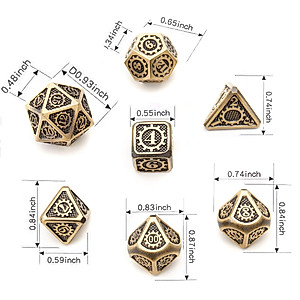 Metal Dice D&D, Dragon and Dungeon Polyhedral Metal Dice Set for RPG (Dungeon and Dragon Role Playing Games), and Enamel D&D Dice with Storage Bag (7-Piece Set)