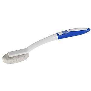 Home-X Pumice Toilet Cleaning Wand, Volcanic Pumice Toilet Bowl Cleaner with Handle, Easy-To-Use Scrubbing Wand for Toilet Bowl Stains, 13 ½ " L x 1 ½ " W x 1" H, White/Blue