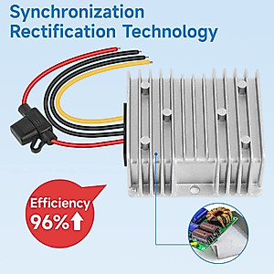 DC-DC 36V 48V to 12V 20A 240W Step Down Converter Golf Cart Voltage Regulator Reducer Transformer with Fuse Waterproof