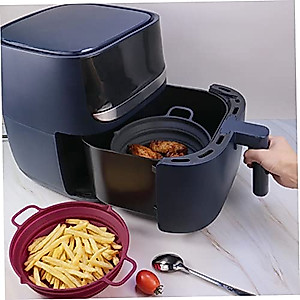 Alipis 2pcs Air Fryer Tray Silicone Bakeware Round Tray Non Stick Baking Sheet Folding Silicone Air Fryer Basket Air Fryer Liner Oven Liner Silicone Air Fryer Pad Reusable Air Fryer Mat