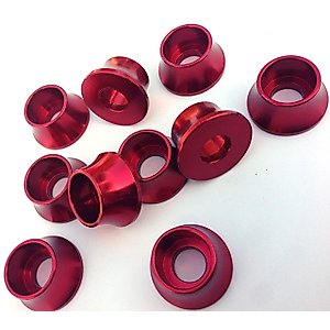 M8 Curved Side Beauty Washer 10pcs Anodized Aluminum Detail Dress Up (Red)