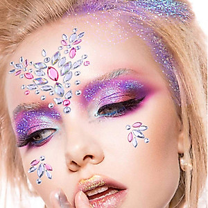 SIQUK 12 Sets Face Jewels Mermaid Face Gems Face Rhinestone Temporary Tattoos Crystal Tears Gems Stones for Race Carnival Festival Party
