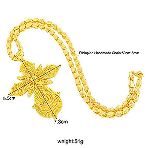 18K Gold Plated Ethiopian Cross Pendant with Ethiopian Handmade Chain Eritrea Items