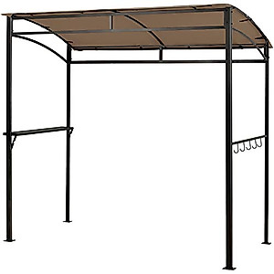 Tangkula 7ft Grill Gazebo, Patio Barbecue Canopy with Serving Shelf and Storage Hooks, Curved Grill Shelter w/Heavy-Duty Steel Frame Sunshade Gazebo for Outdoor Garden (Coffee)