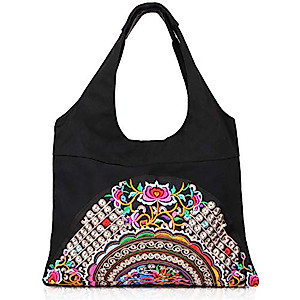 MAZEXY Tote Handbags for Women Large Embroidered Canvas Shoulder Bag Daily Bag