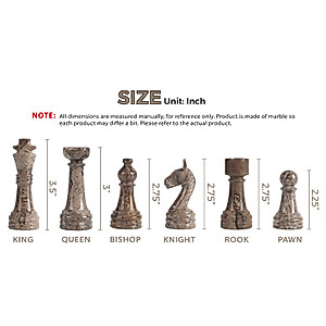 Radicaln Marble Chess Figures 3.5'' Inches Oceanic and White Handmade Chess Set Figures for Travel Chess Set - Chess Pieces for Chess Game, Chess Figure for Chess Board Game