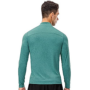 WRAGCFM Men's 1/4 Zip Pullover,Dry Fit Long Sleeve Workout Shirts for Men Running Athletic Active Quarter Zipper Pullovers T Shirts Sports Gym Long Sleeved Tops (Green,S)