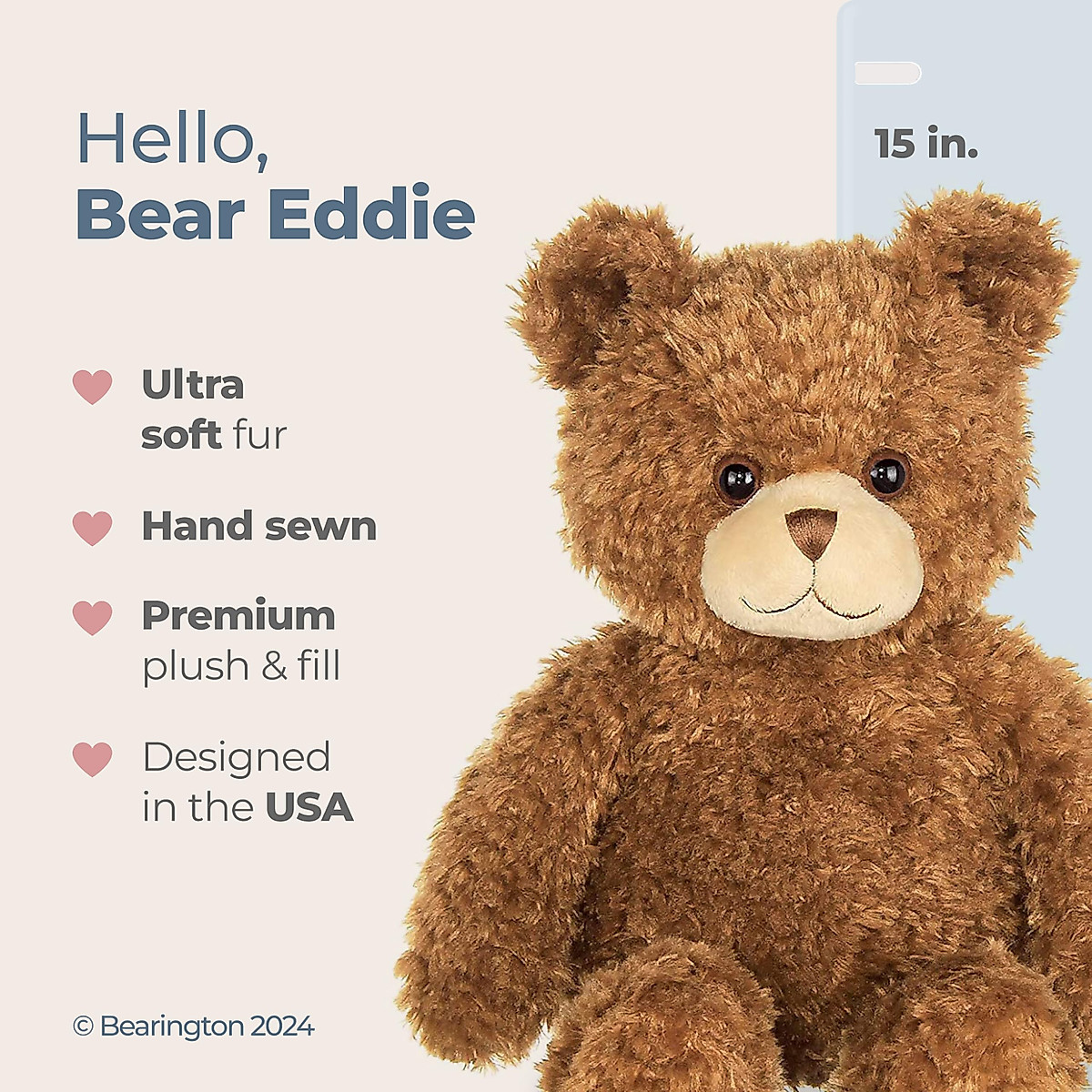 Bearington Collection Eddie Plush Teddy Bear Stuffed Animal, 15 Inch