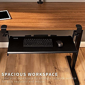 VIVO Large Height Adjustable Under Desk Keyboard Tray, C-clamp Mount System, 27 (33 Including Clamps) x 11 inch Slide-Out Platform Computer Drawer for Typing, Black, MOUNT-KB05HB