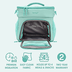 Bentgo Prep Deluxe Insulated Multimeal Bag - Lunch Box Bag, Holds 5 Meals, Premium Insulation up to 8 Hrs, Durable, Water-Resistant - Large Capacity For Adult Meal Prep (Coastal Aqua)