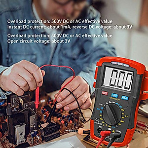 HOLDPEAK Digital Multimeter HP-37A, Tester Amp Ohm Capacitor Tester Battery Test, with Auto Backlit Manual Ranging for DC & AC Voltage, Resistance, Temperature, Positive Diode Voltage ℃ Reading (Red)