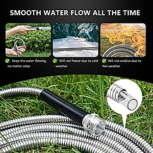 Metal Short Garden Hose 6 ft, 8 ft, 12 ft Flexible Stainless Steel 15 ft, 30 ft, 50 ft Heavy Duty Flexible Water Hose (6FT)