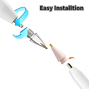 Compatible with Upgraded Pen Pencil Tips fits for Apple 2nd 1st Gen iPad Pro Pencil, Replacement iPencil Nibs for iPad Pro Pencil,No Wear Out Fine Point Precise Control Resistance Clear&Pink