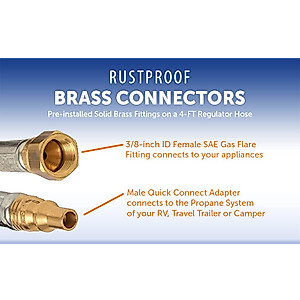 Flame King Quick Connect Hose for RV, Van, and Trailer - 48-inch, 3/8-inch ID Female SAE Gas Flare Fitting, 100304-48, Black